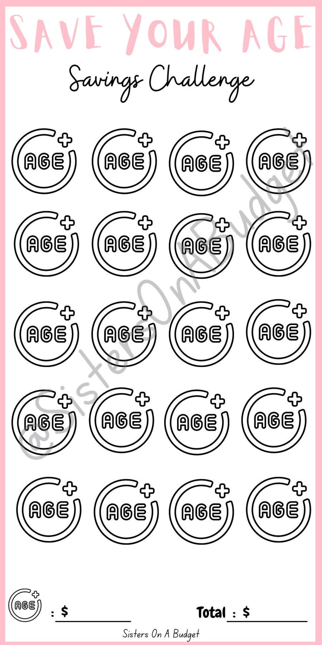 A6 Save Your Age Mini Savings Challenge | |savings Challenge| Printable ...