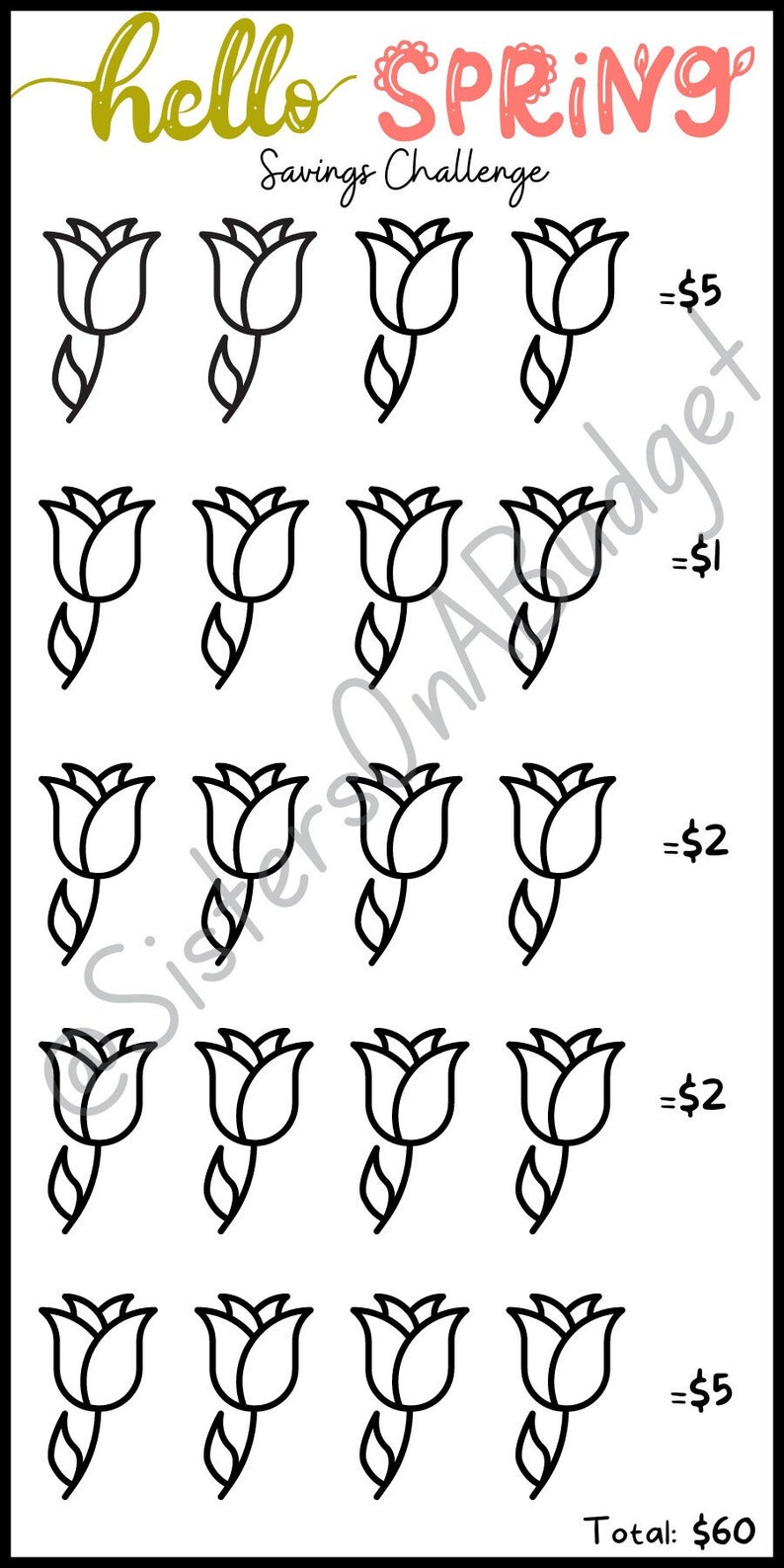 A6 Hello Spring Mini Savings Challenge | |savings Challenge| Printable ...