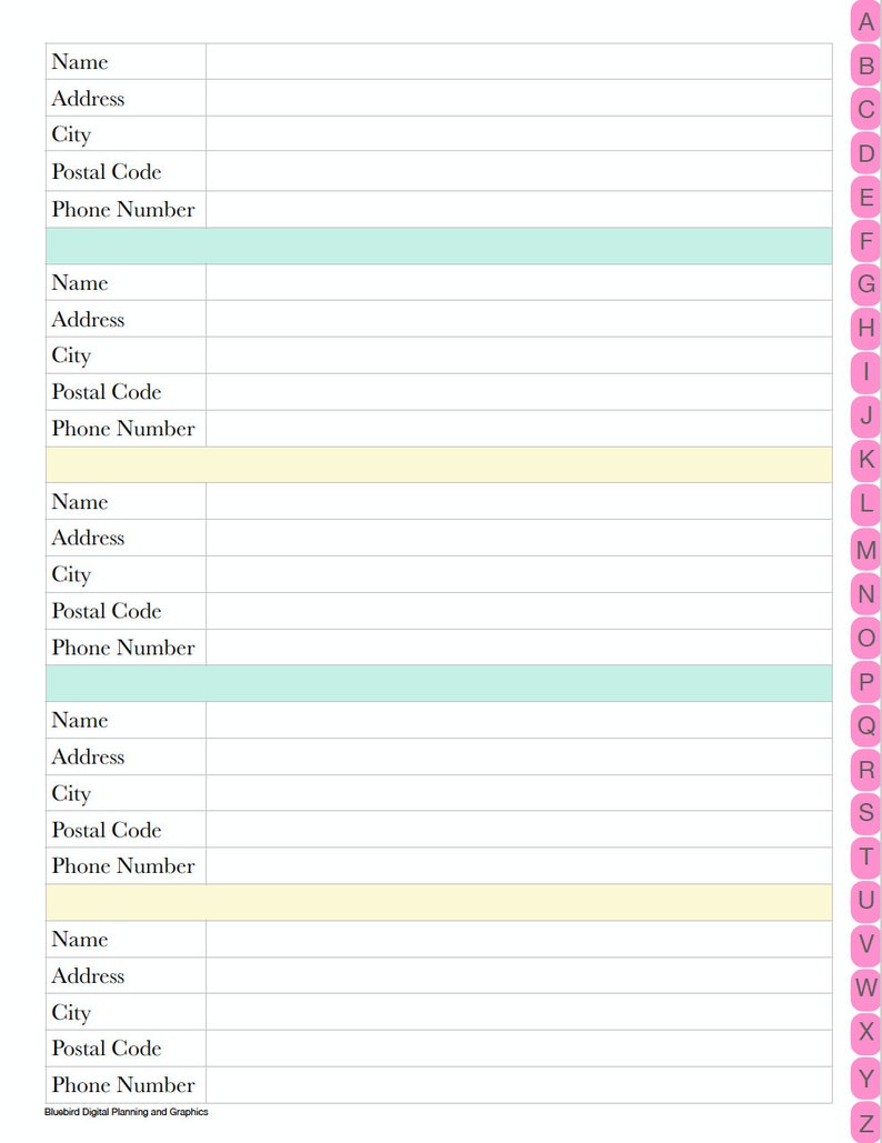 Digital Contact Book, Address and Phone Book, Address Book Hyperlink ...