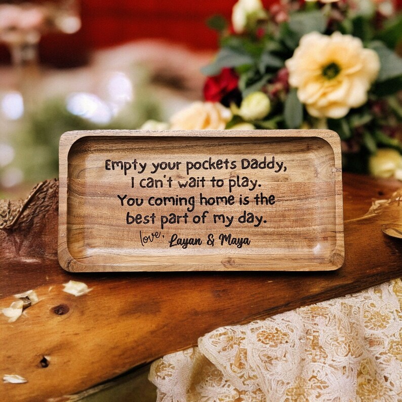 Engraved Acacia Wood Valet Tray | Personalized Father's Day Gift - Etsy