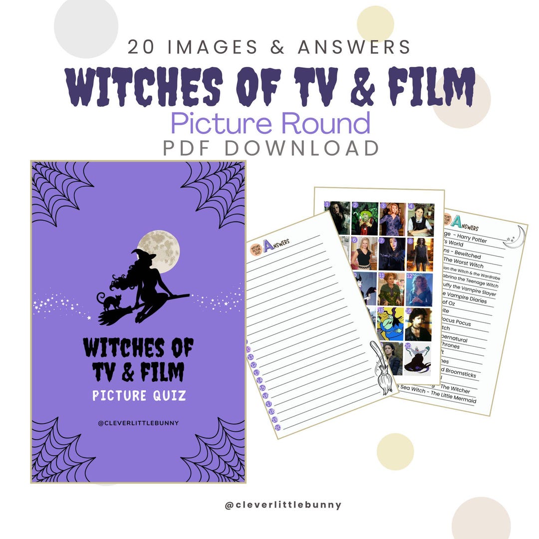 Witches Picture Quiz, Marathon Round, Halloween Table Top Quiz, 20 ...