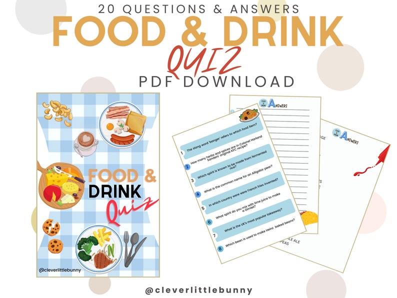 Food & Drink Quiz, PDF Printable Download, Trivia Game, Quiz Round - Etsy