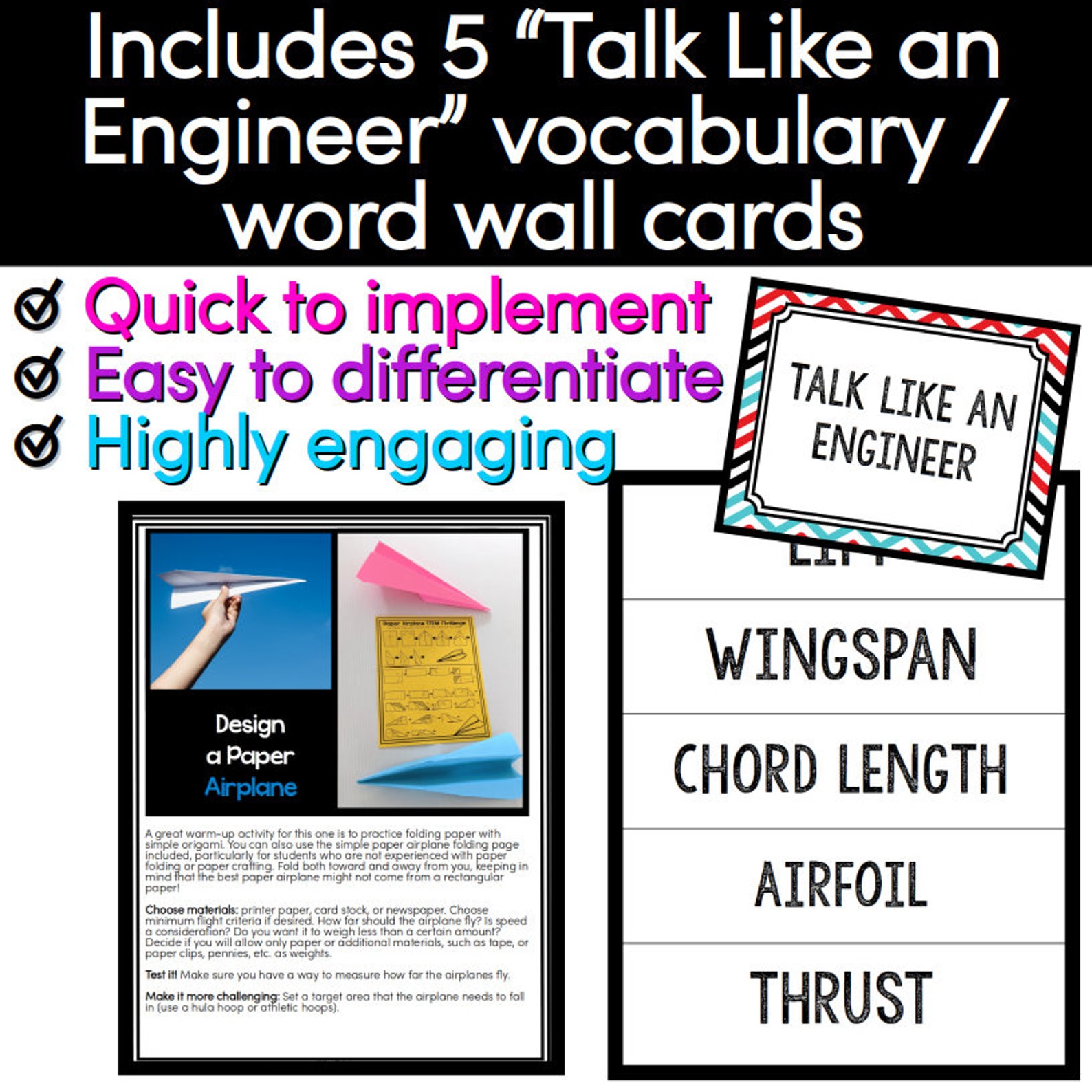 Paper Airplane STEM Challenge Simple Paper Engineering Activity for ...