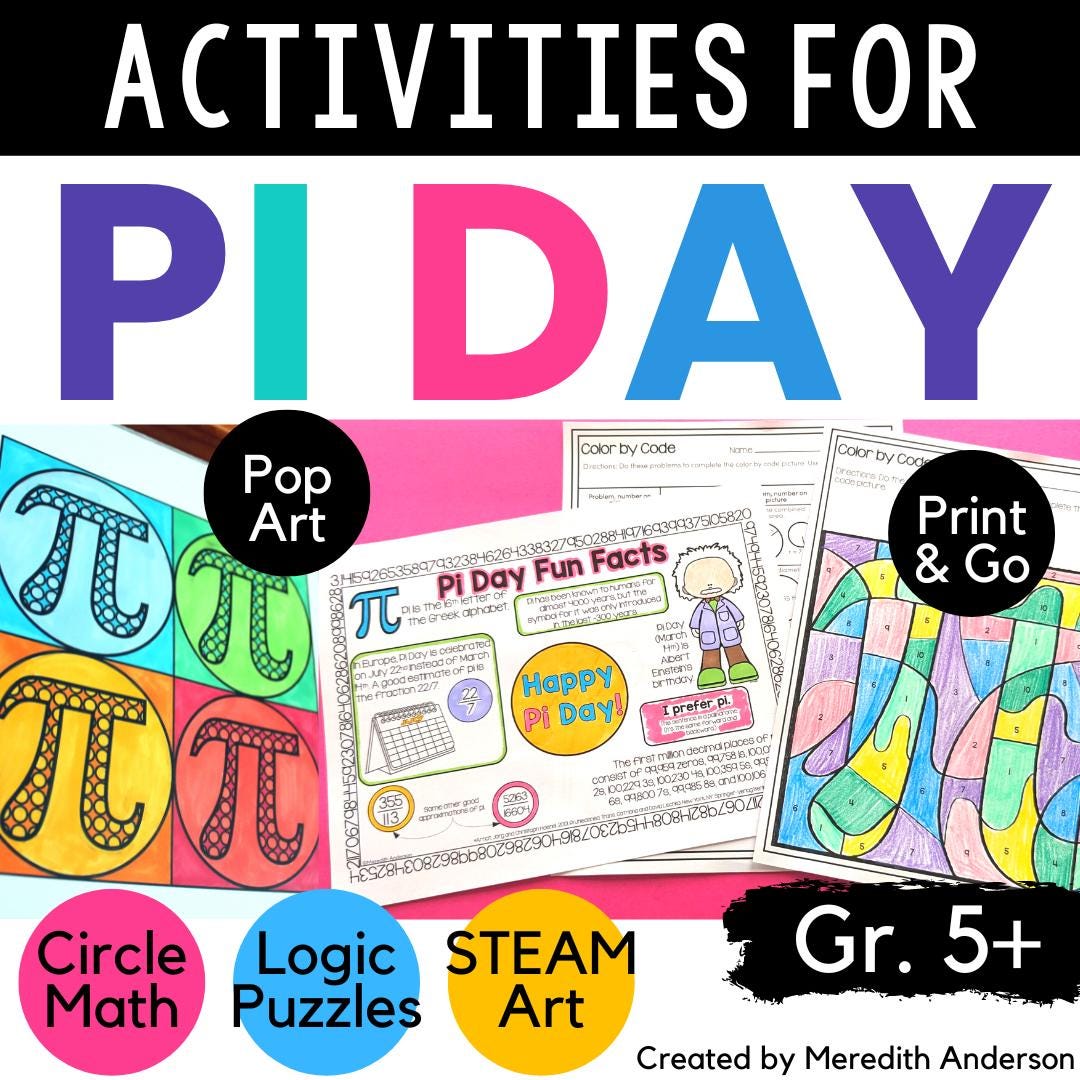 Pi Day Math Art Activities: Upper Elementary & Middle School - Etsy