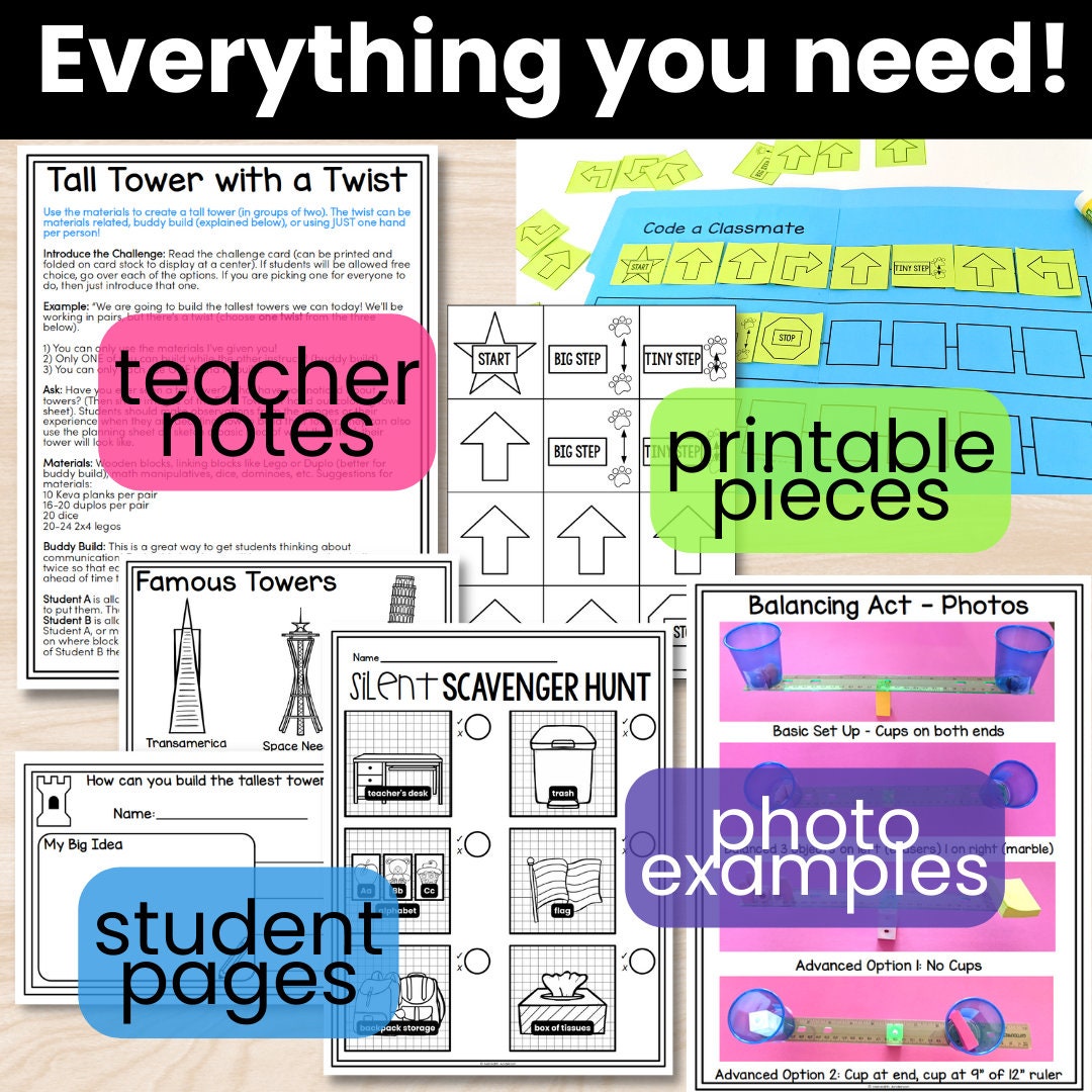 Back to School STEM Activities for Kindergarten and 1st Grade - Etsy