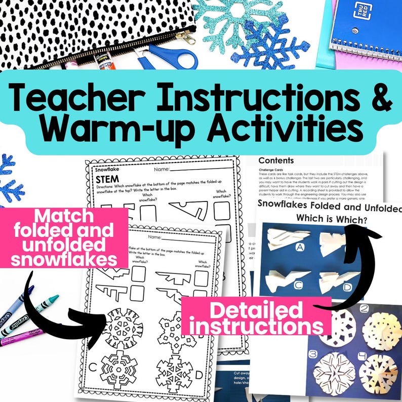 Paper Snowflake STEM Activity for Winter Reverse Engineer a Snowflake ...