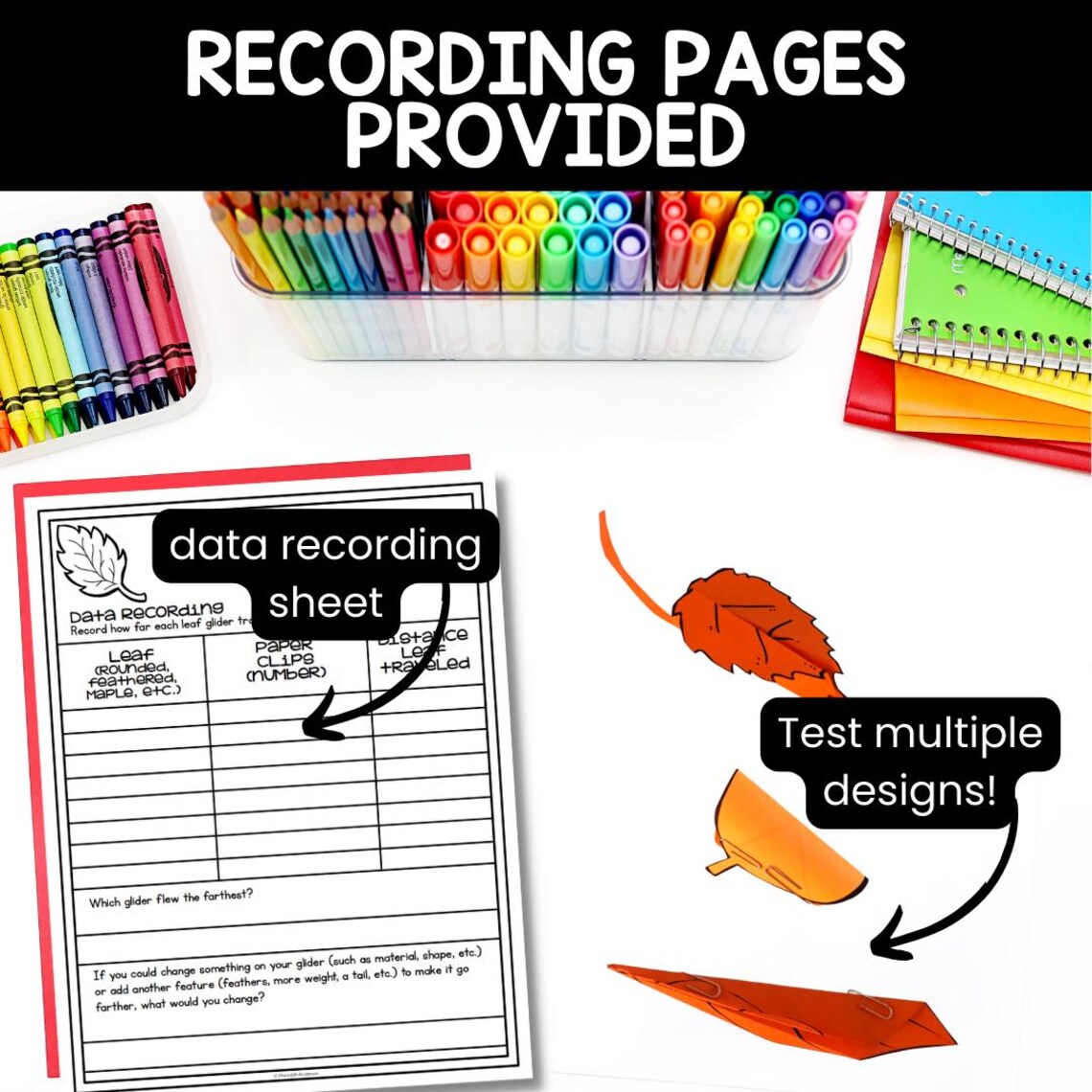 Fall STEM Science Activity Leaf Glider Paper Airplane Force and Motion ...