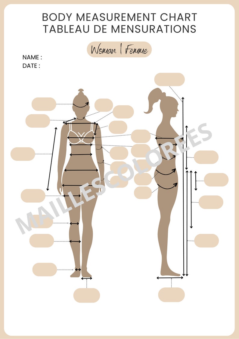 WOMEN Body Measurements Sheet, Printable Measurements Chart, Printable Blank Measurements Sheet ...