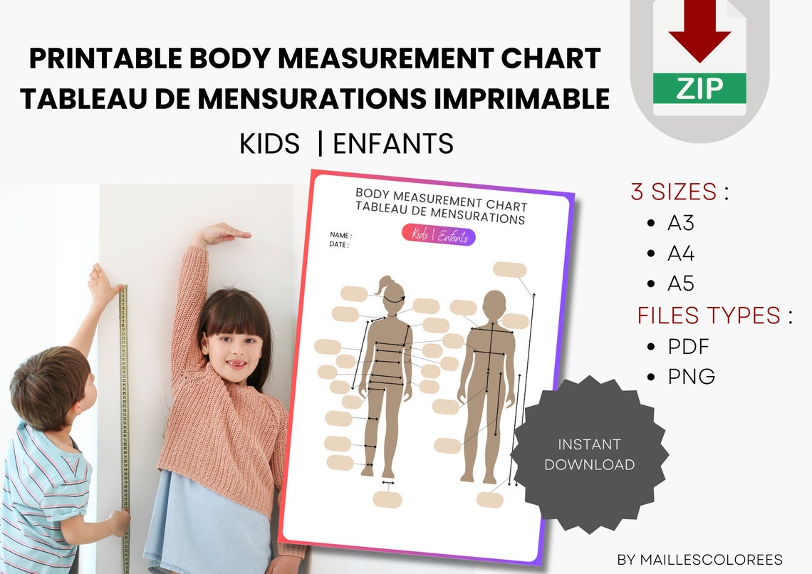 CHILD Body Measurements Sheet, Printable Measurements Chart, Blank ...