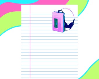 Single Page Digital DOWNLOAD of A 90s/1990s Doodle on Lined Writing ...