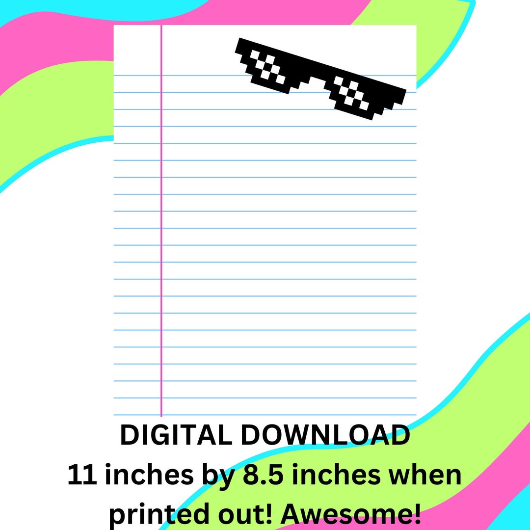 Single Page Digital DOWNLOAD of Thug Life Pixelated Sunglasses Doodle ...