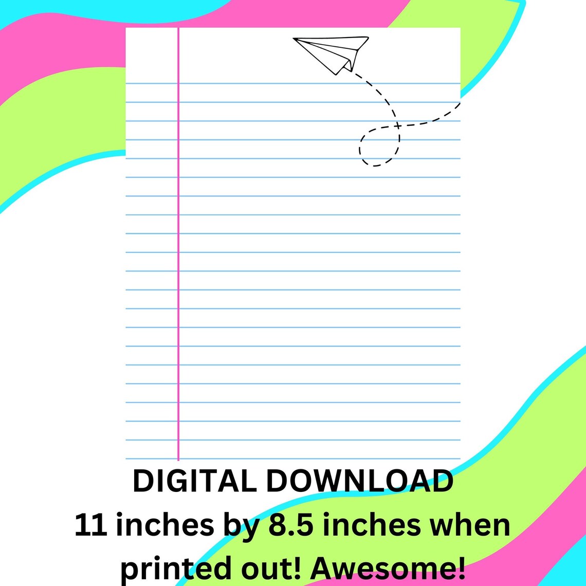 Single Page Digital DOWNLOAD of Paper Airplane, Plane Doodle on Lined ...