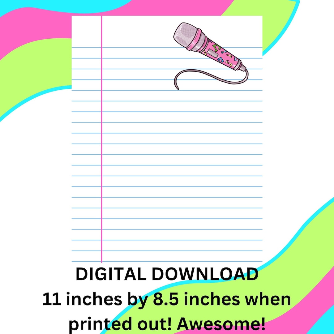 Single Page Digital DOWNLOAD of A Microphone, Mic School Doodle on ...