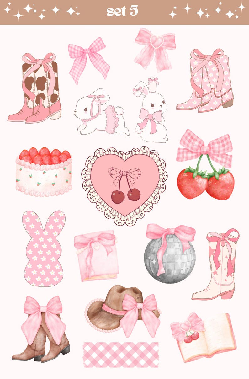 Coquette Girly Sticker Pack | Pink Laptop, Planner, iPad & Kindle ...