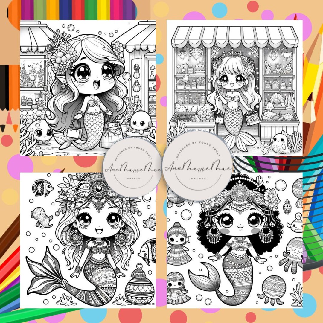 Mermaid, Under the Sea, Mermaid Coloring Book, Activity Book for Kids ...