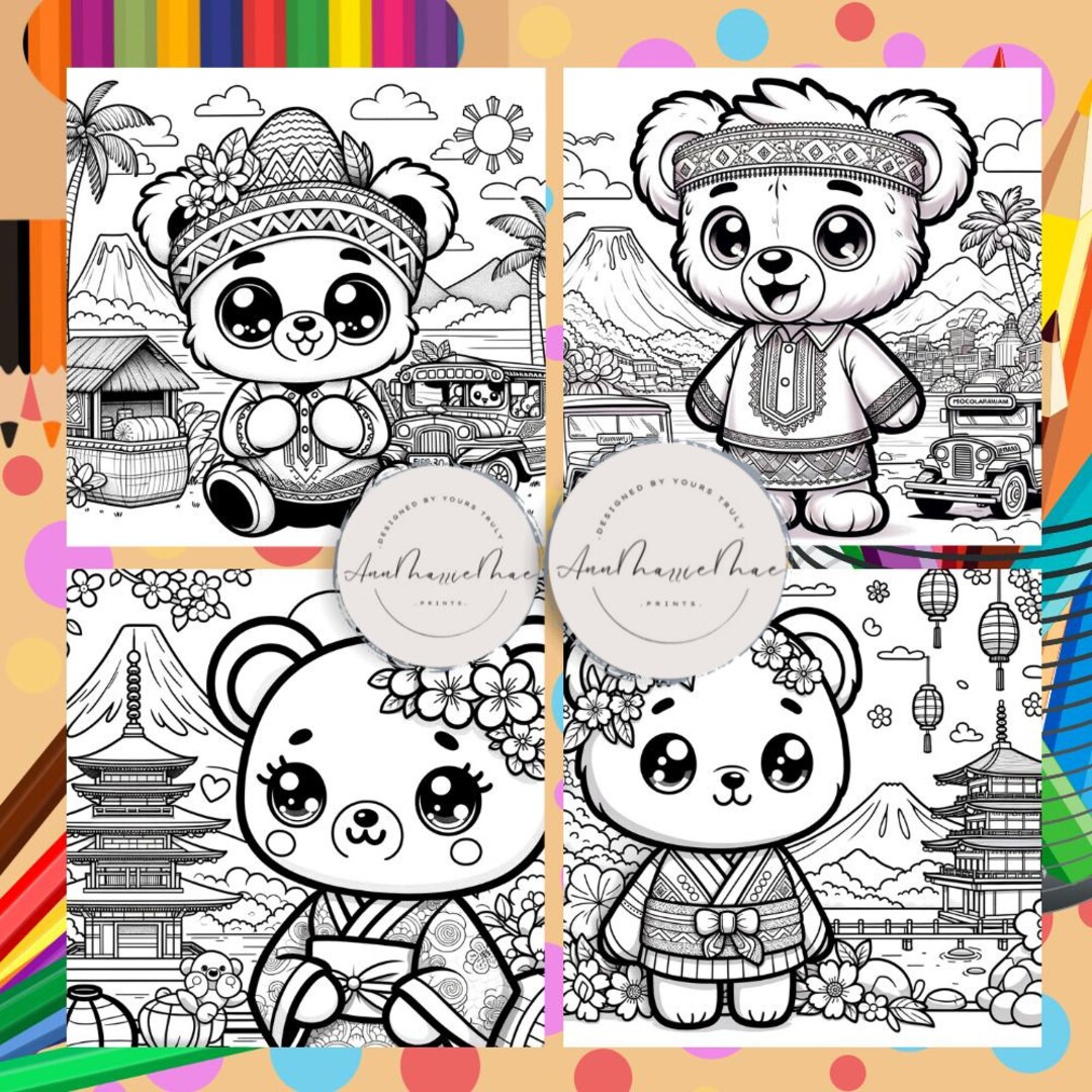 Kawaii Coloring Book Teddy Bear Cute Coloring Book for Relaxing 30 ...