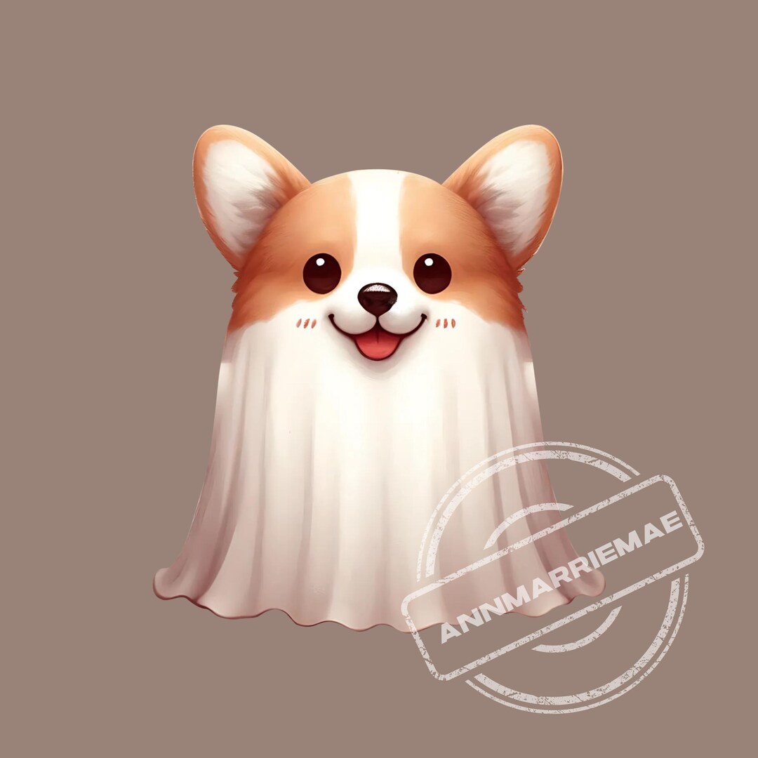 Cute Ghost Dog PNG Clipart, Halloween Corgi Ghost Sublimation Design ...