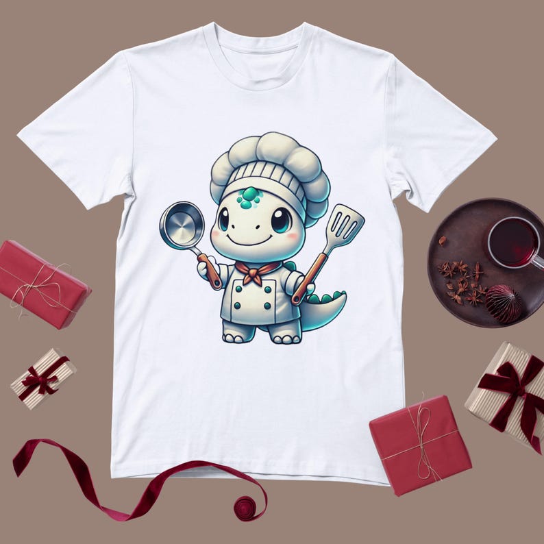 Kawaii Chef Dinosaur PNG Clipart | Cute Cartoon Dino Cooking Art for ...
