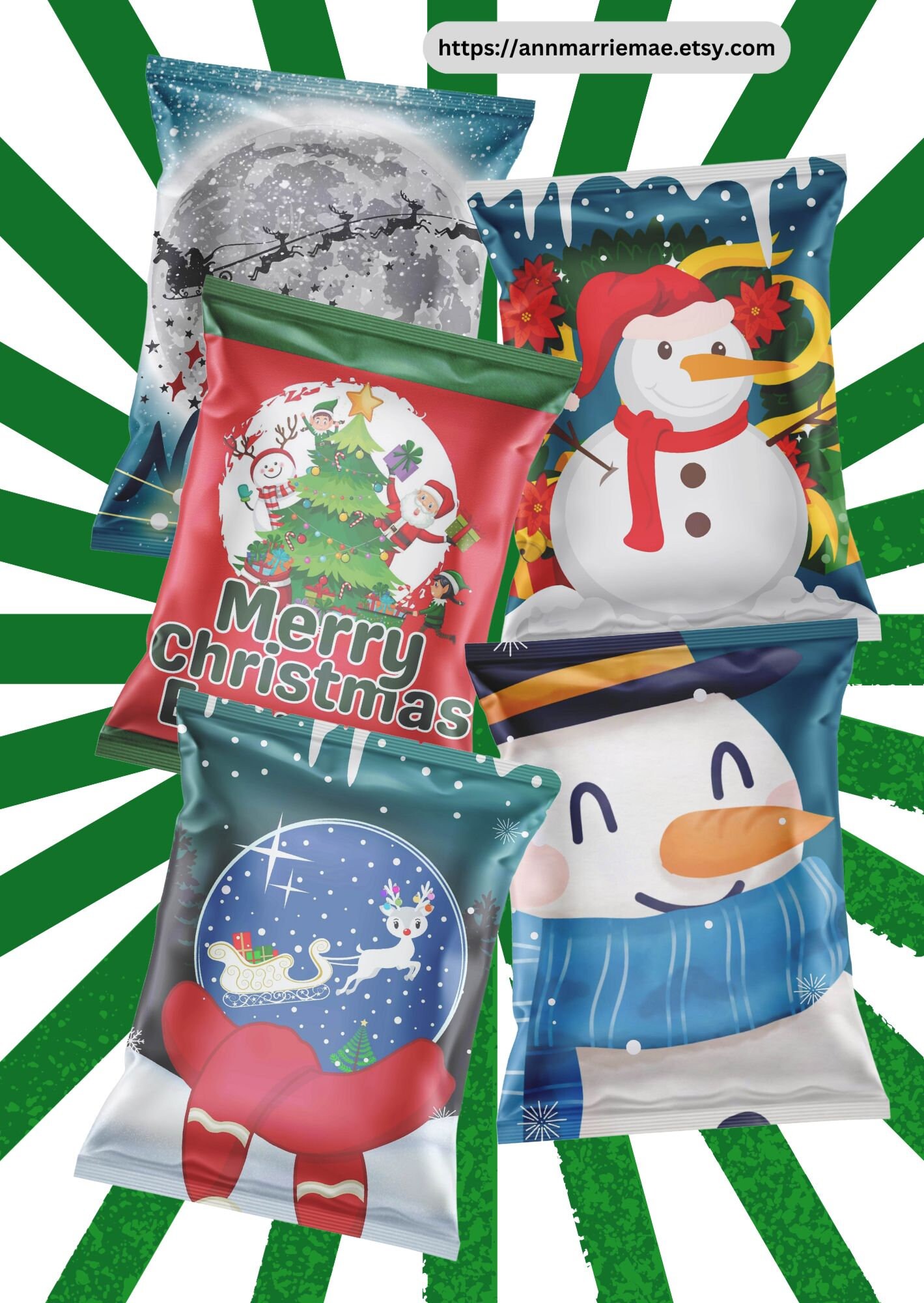 10 Design's Christmas Chip Bags EDITABLE Christmas Wrapper Template ...