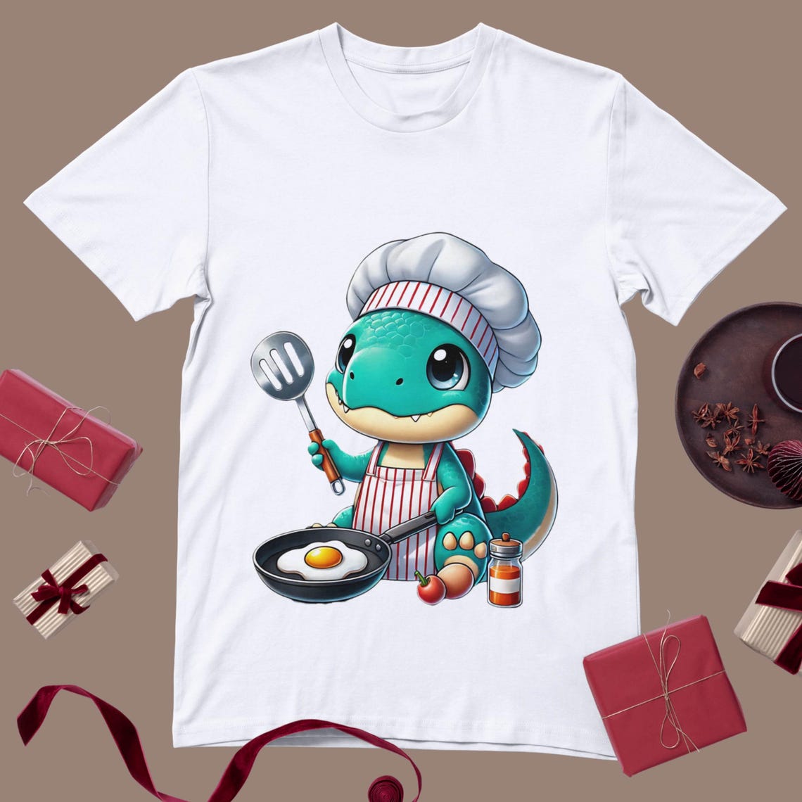 Vintage, Watercolor Chef Red Clipart, Dinosaur PNG, Chef , Dinosaur ...