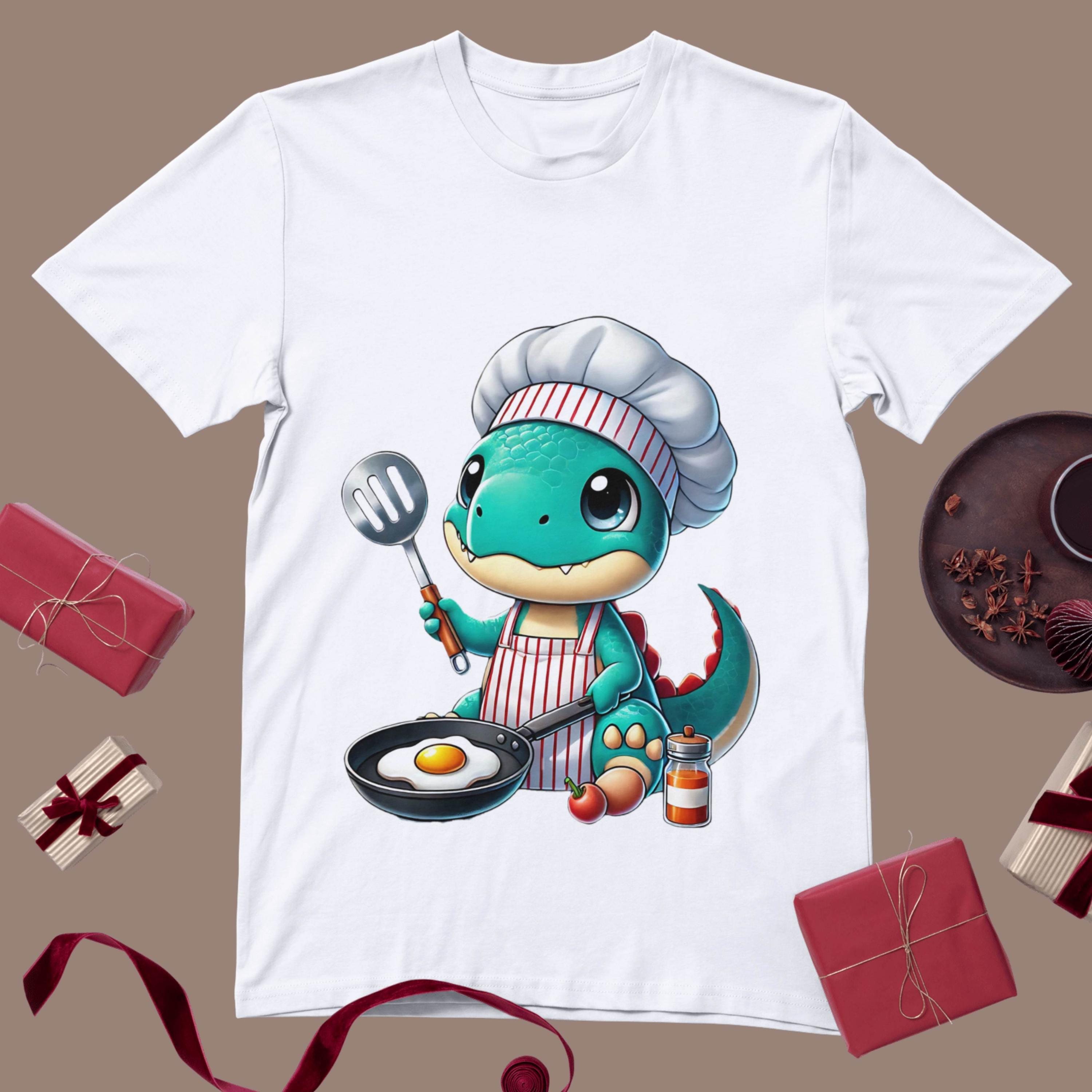 Vintage, Watercolor Chef Red Clipart, Dinosaur PNG, Chef , Dinosaur ...
