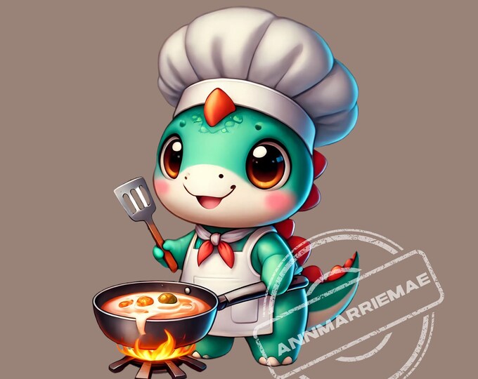 Watercolor Chef Dinosaur Clipar, Dinosaur PNG, Chef Clipart, Dinosaur ...