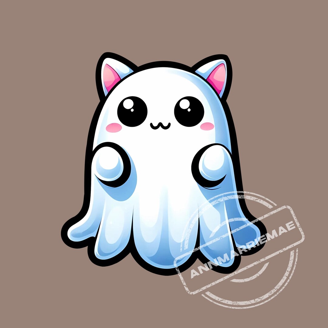 Kawaii Ghost Cat PNG, Cute Halloween Cat Ghost Clipart, Spooky Fall ...