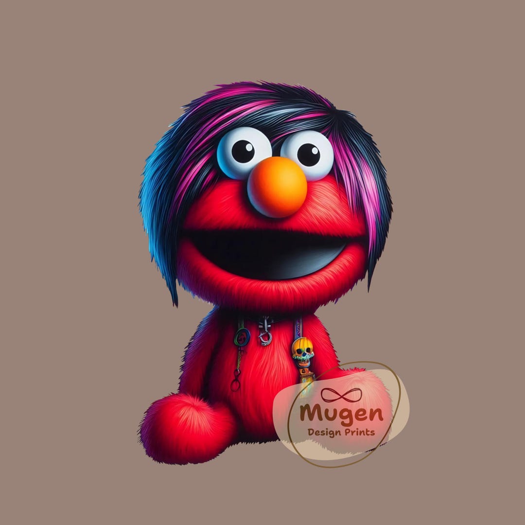 Emo Elmo Halloween PNG | Cute Gothic Monster Clipart | Punk Red ...