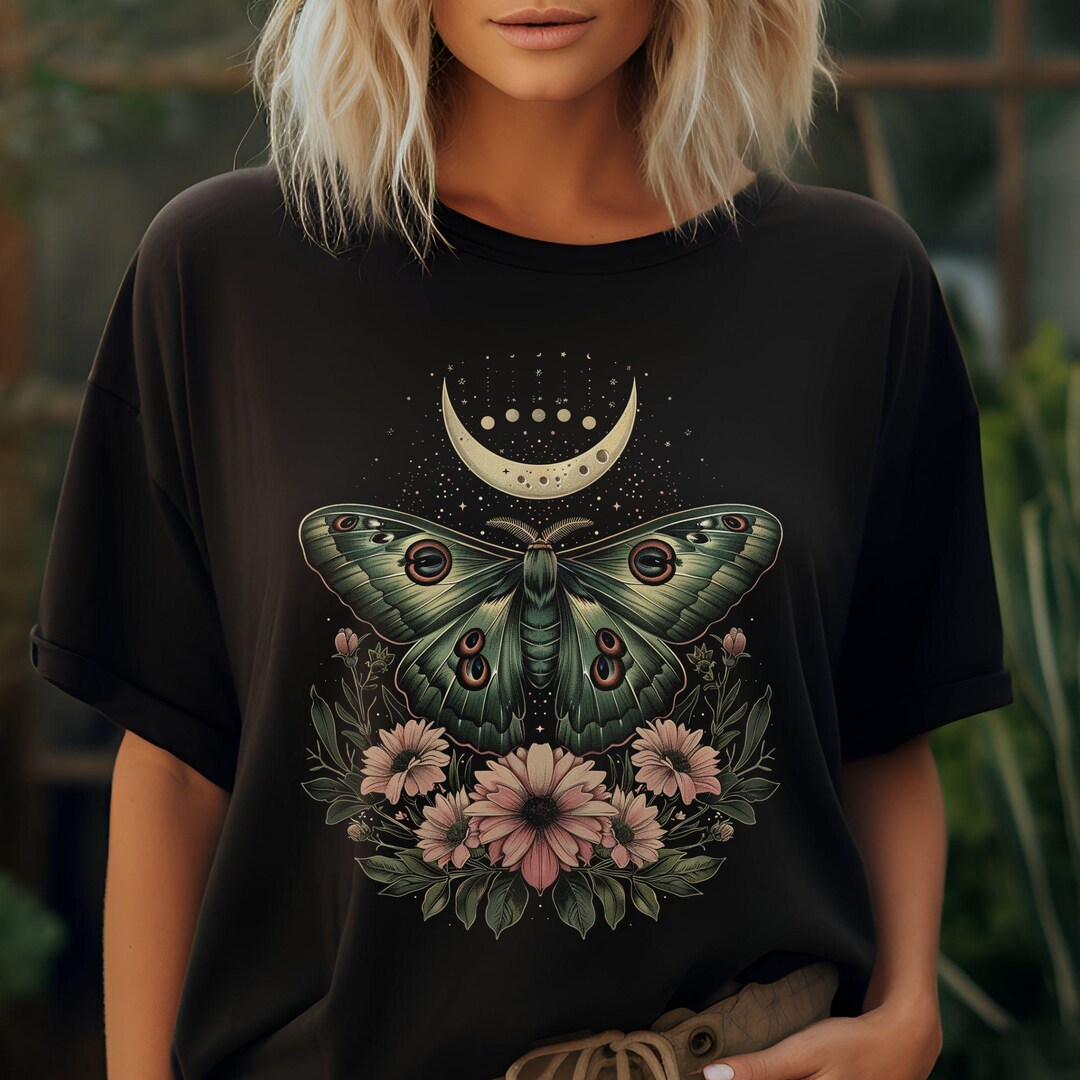 Celestial Luna Moth and Crescent Moon Shirt, Sweatshirt, Dark ...