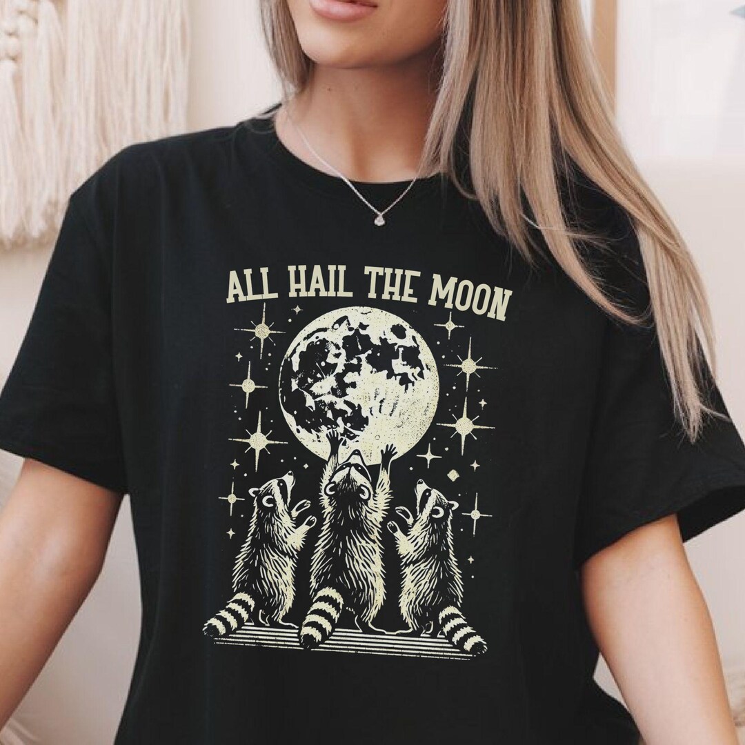 Raccoons Under A Full Moon Hail the Moon Shirt, Dark Cottagecore ...
