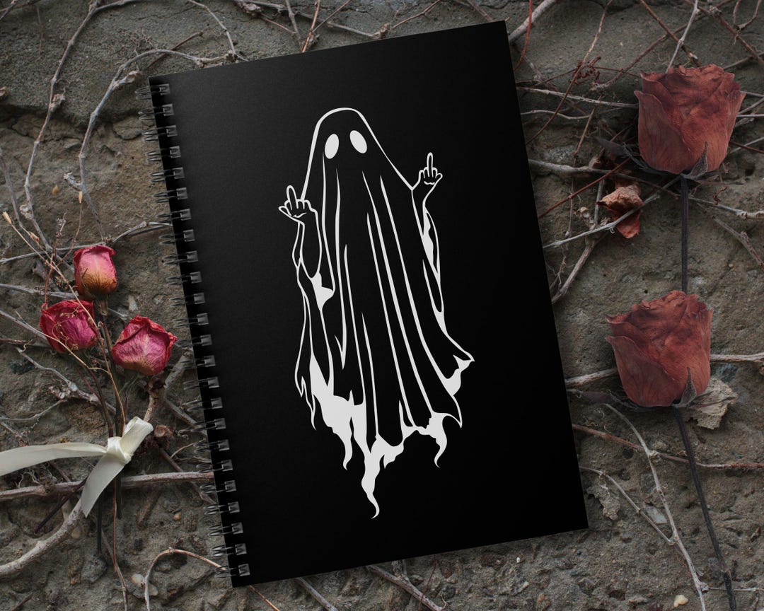 Ghost Giving the Middle Finger Notebook, Witchy Journal, Dark ...