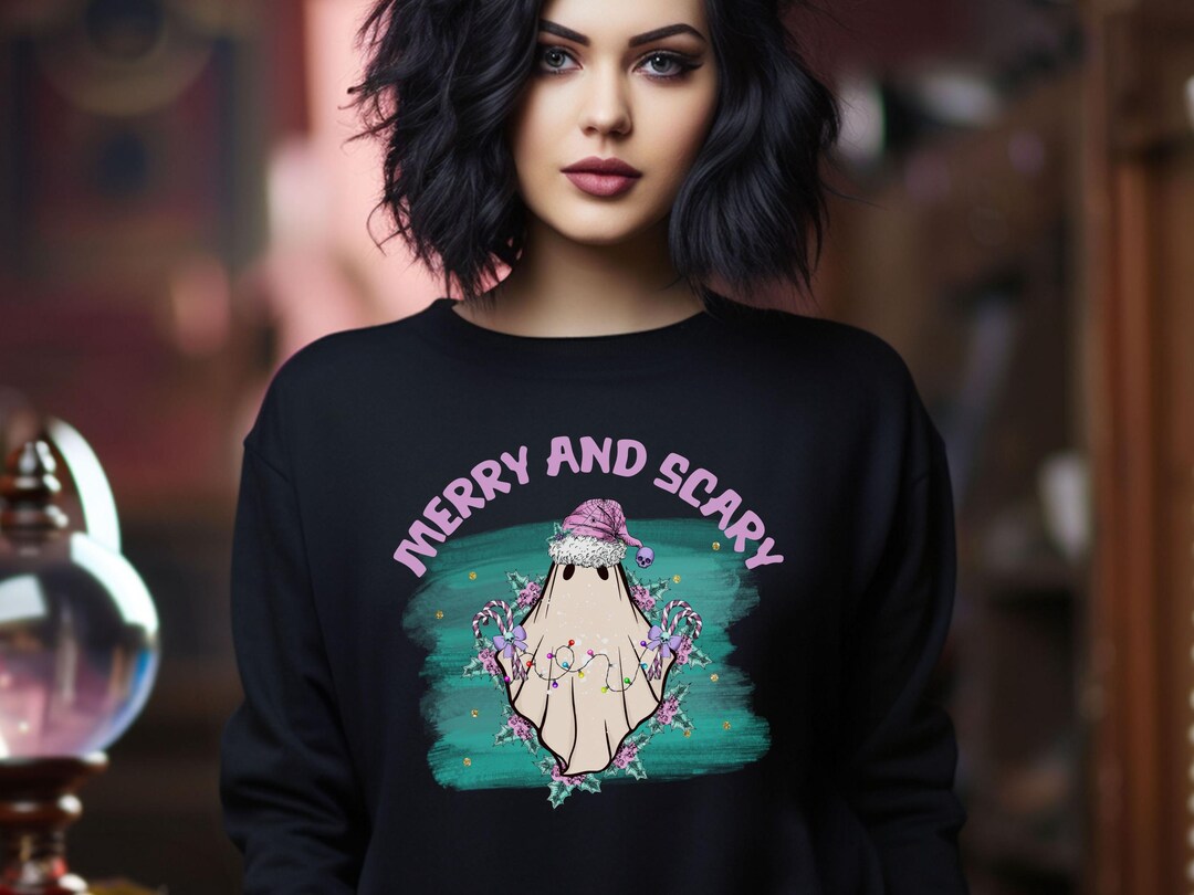 Merry and Scary Pastel Goth Ghost Sweatshirt, Goth Sweatshirt for Goth ...