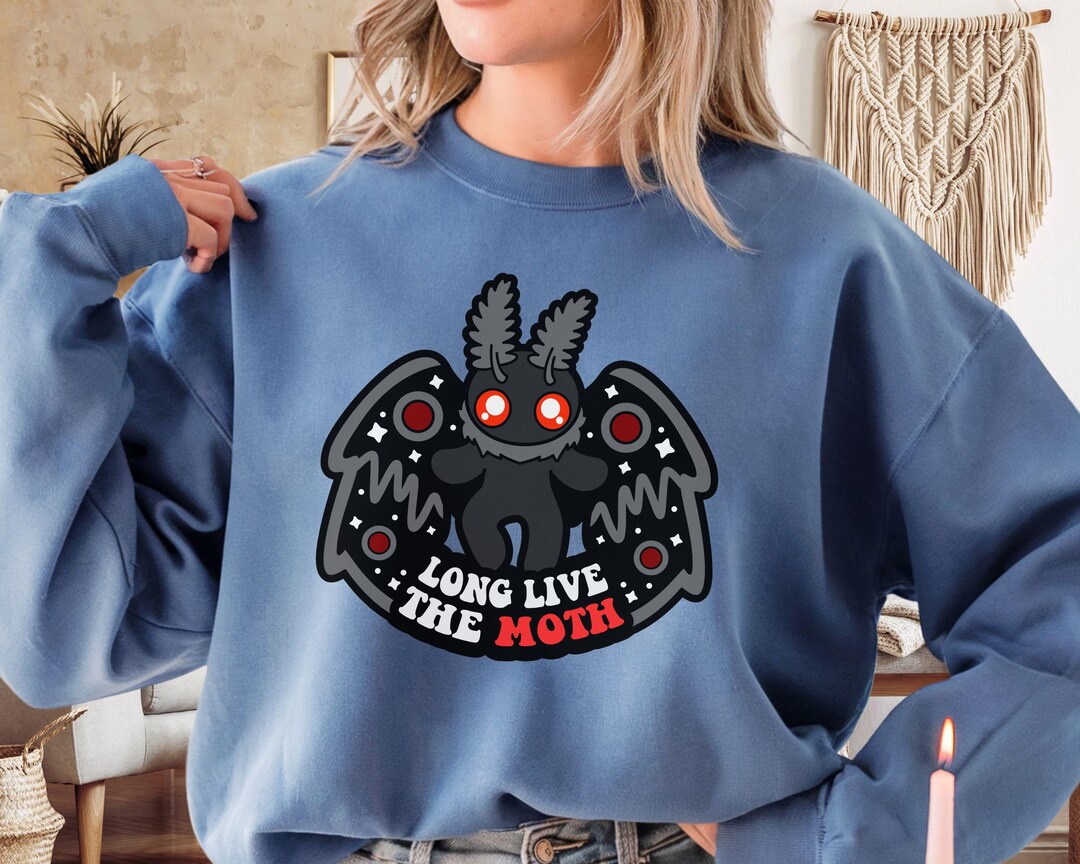 Long Live the Moth Mothman Sweatshirt, Mothman Gift and Cryptid Gift ...