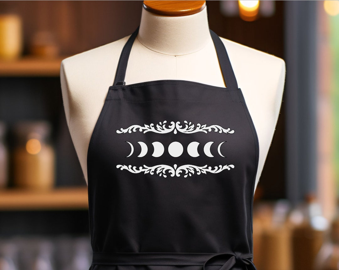 Moon Phases Apron, Witch Apron, Goth Apron, Halloween Apron, Custom ...