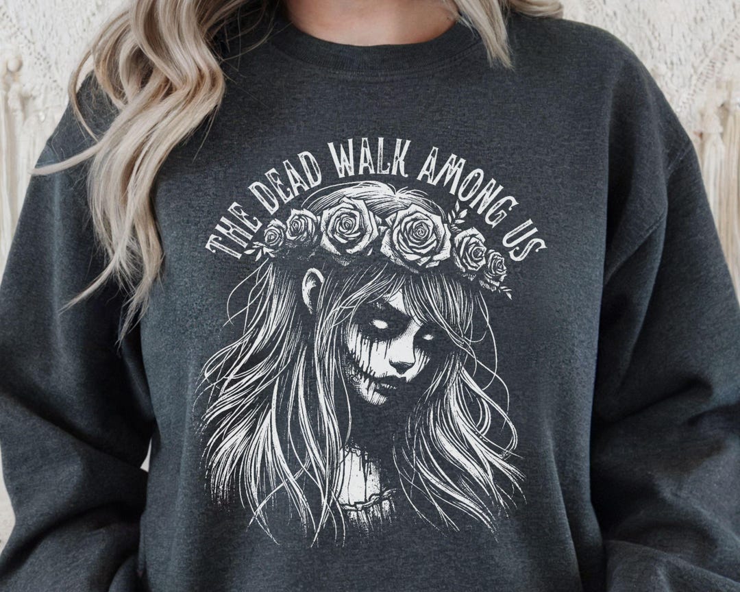 Zombie Cute Girl With Flower Crown Sweatshirt, Dark Cottagecore ...
