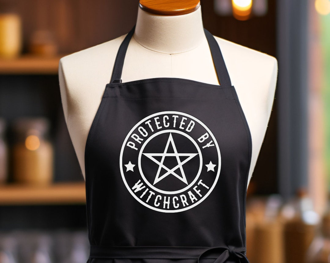 Protected by Witchcraft Apron, Witch Apron, Goth Apron, Halloween Apron ...