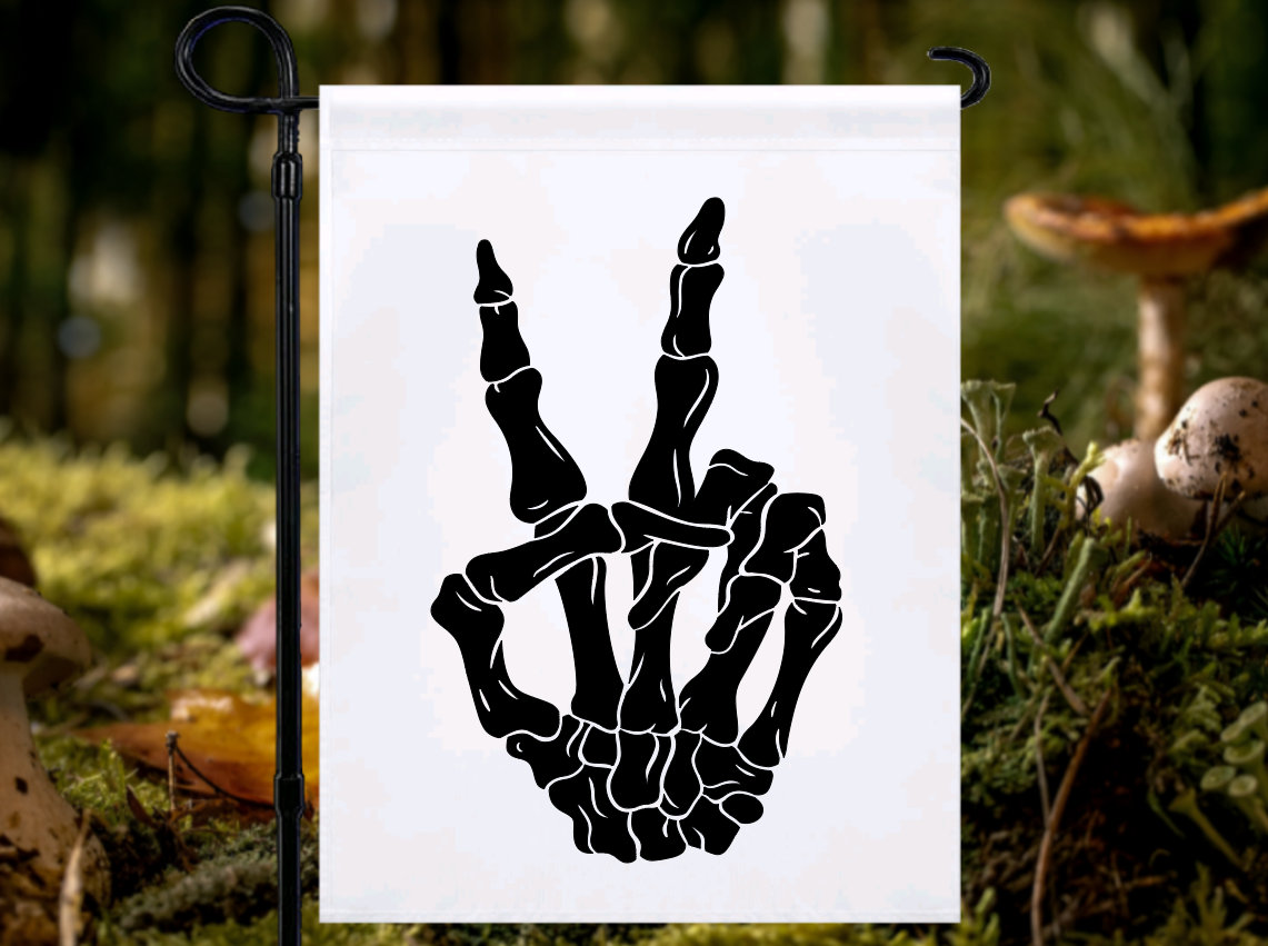 Skeleton Hand Peace Sign Garden Flag, Halloween Yard Art, Halloween ...