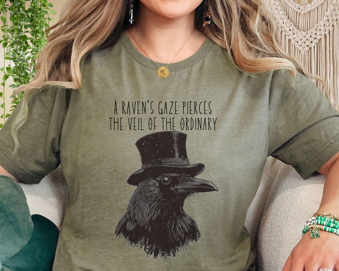 Vintage Victorian Raven in Top Hat Shirt, Dark Cottagecore, Weirdcore ...