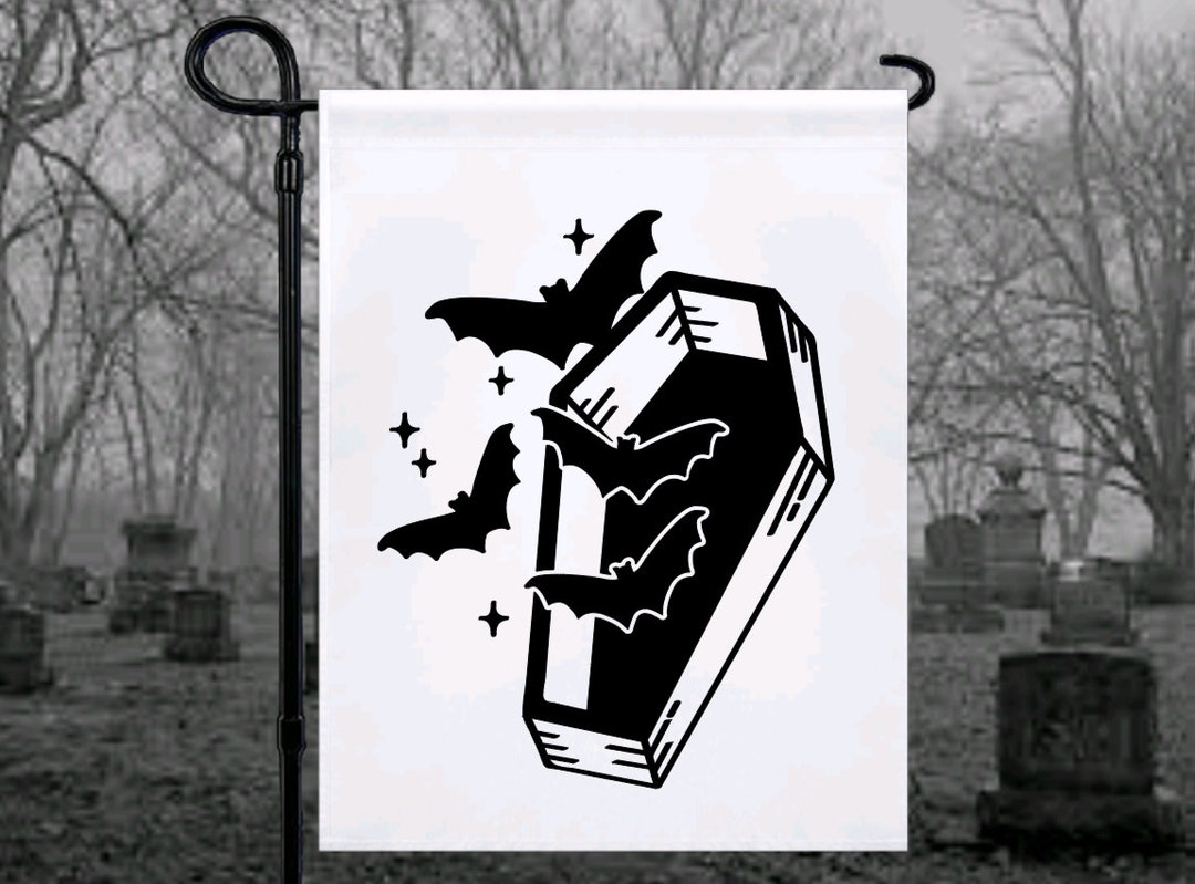 Flying Bats and Coffin Garden Flag Halloween Yard Art - Etsy