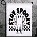 Stay Spooky Cute Retro Ghost Peace Sign Garden Flag, Halloween Yard Art ...