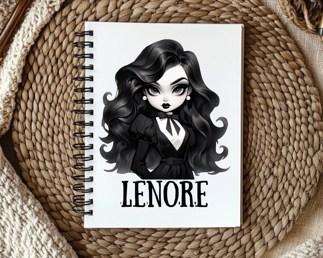 Black and White Goth Girl Notebook, Emo, Alt, Punk Personalized ...