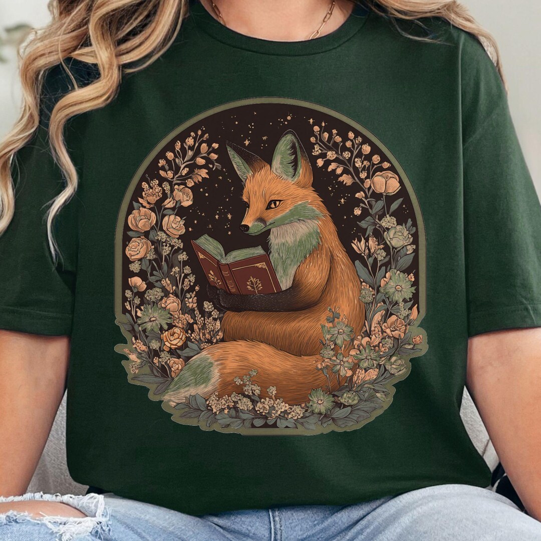 Vintage Cottagecore Fox Reading A Book Shirt, Sweatshirt, Dark ...