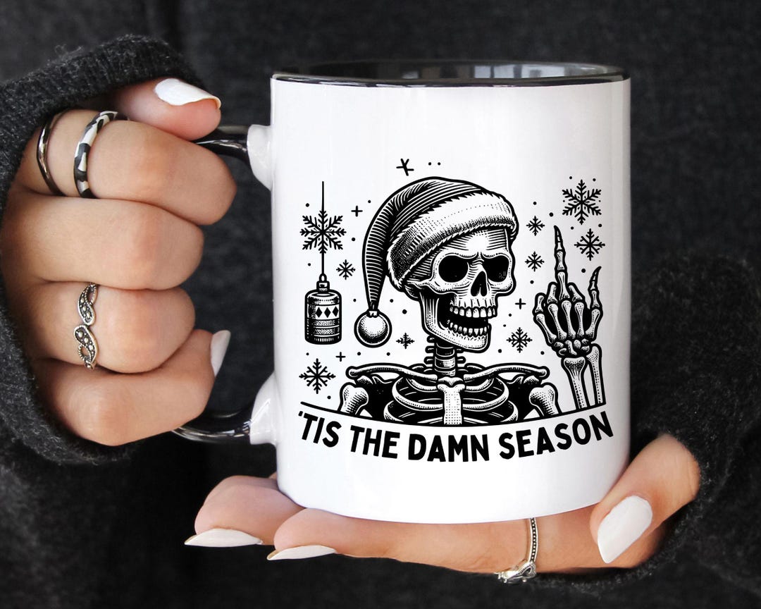 Tis the Damn Season Skeleton Coffee Cup, Goth Coffee Cup Makes A Great ...