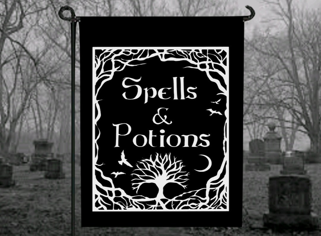 Spells and Potions Garden Flag, Halloween Yard Art, Halloween Porch ...