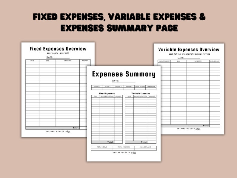 Printable Fixed Expenses PDF Printable Variable Expenses PDF - Etsy Printable Fixed Expenses PDF Printable Variable Expenses PDF - Etsy