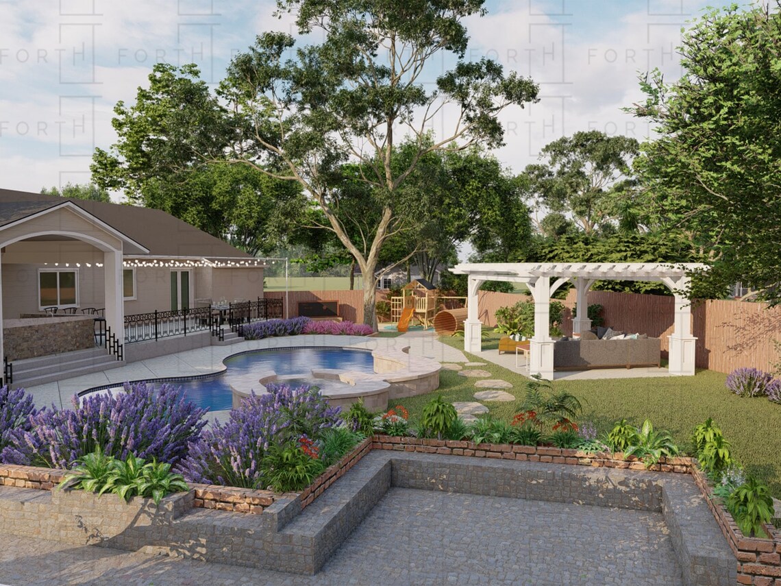 Online Backyard Design Backyard 3D Rendering 3d Rendering - Etsy