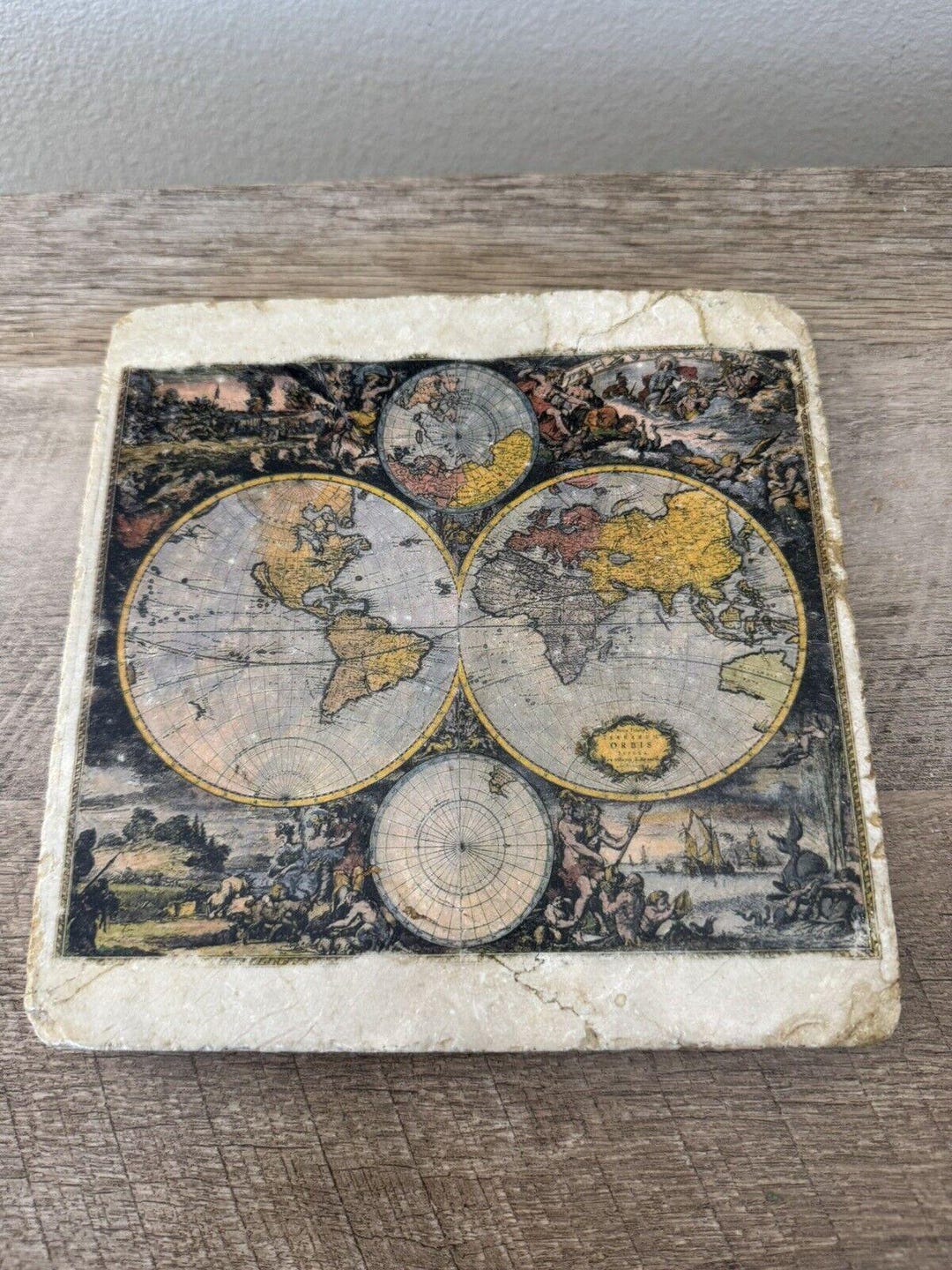 Vintage STUDIO VERTU Distressed World Map Tile Square 8” - Etsy