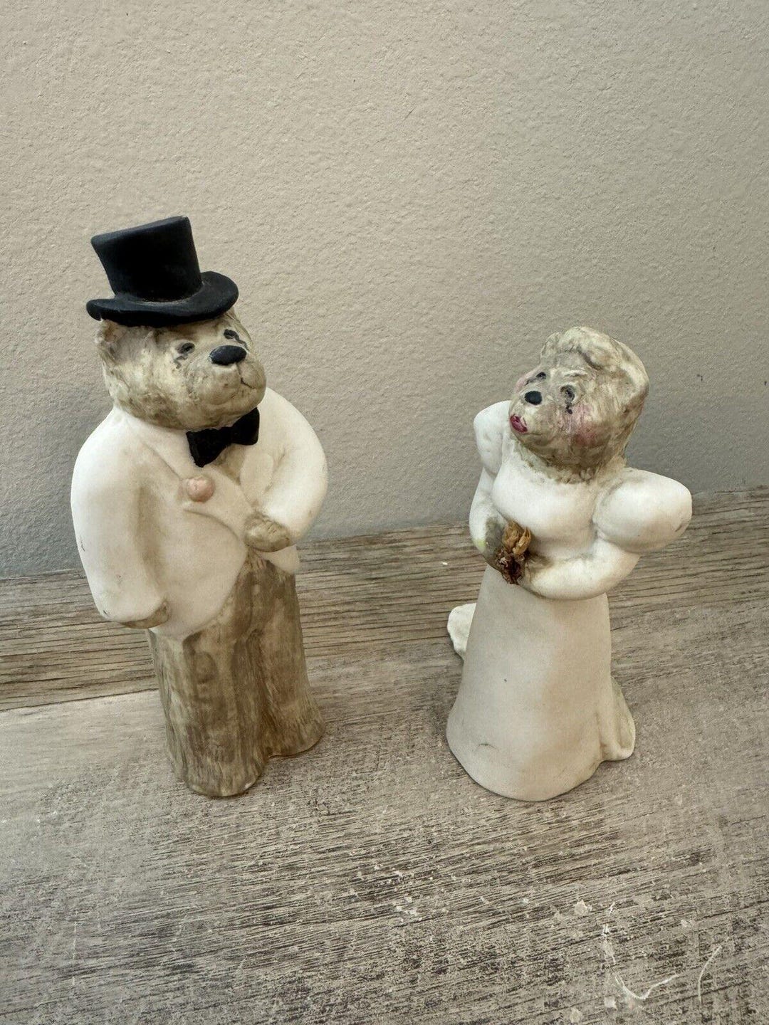 Vintage Bear Bride & Groom Figurines Cake Topper Ceramic Trish Harding ...