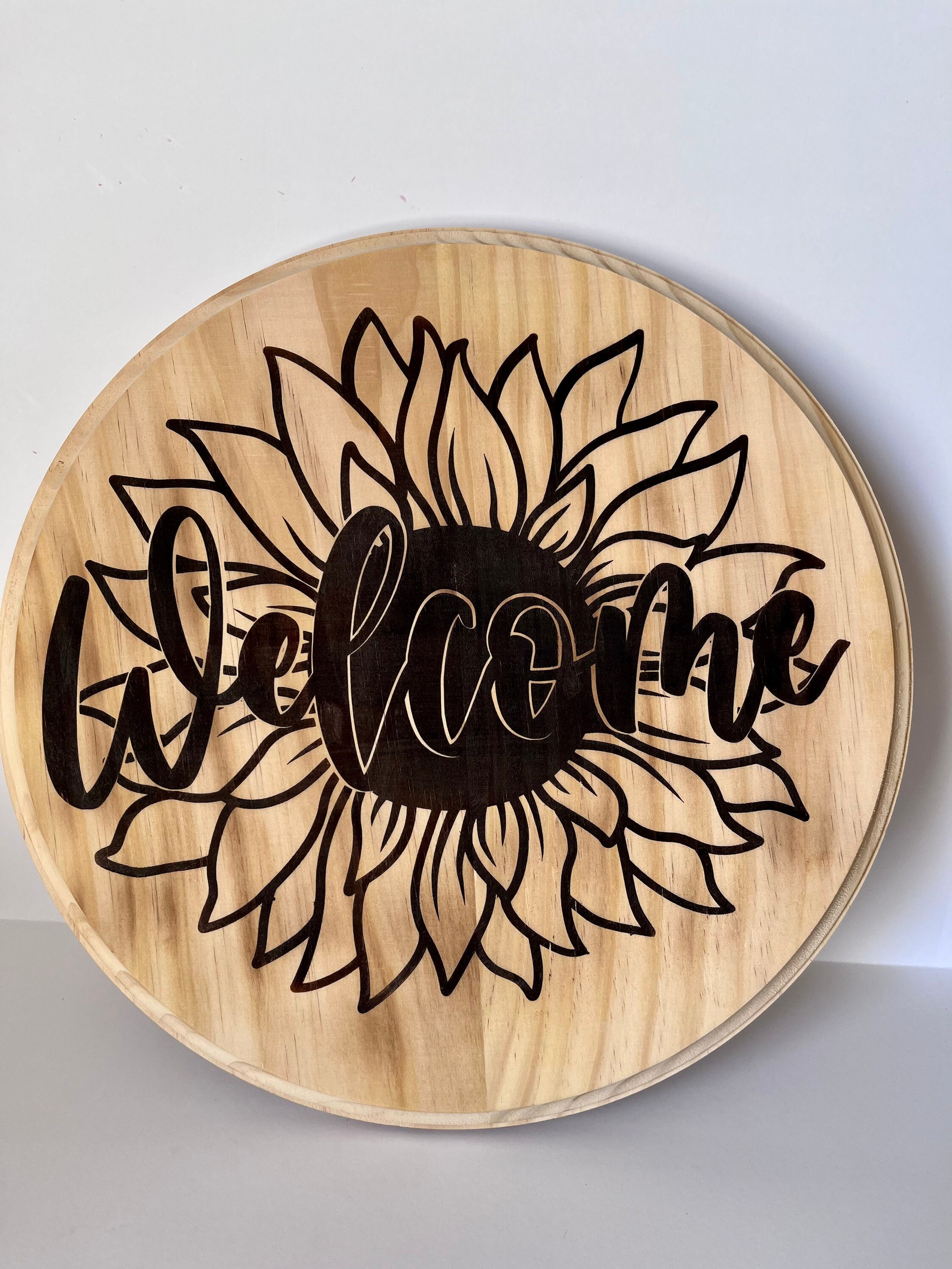 Sunflower Wood Burned Welcome Sign - Etsy