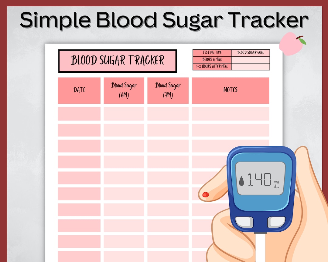 Blood Sugar Log Printable, Blood Sugar Tracker Editable Printable ...